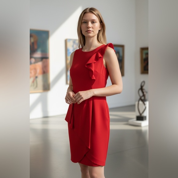 BCBG | Dresses | Bcbg Vibrant Red Asymmetrical Dress | Poshmark